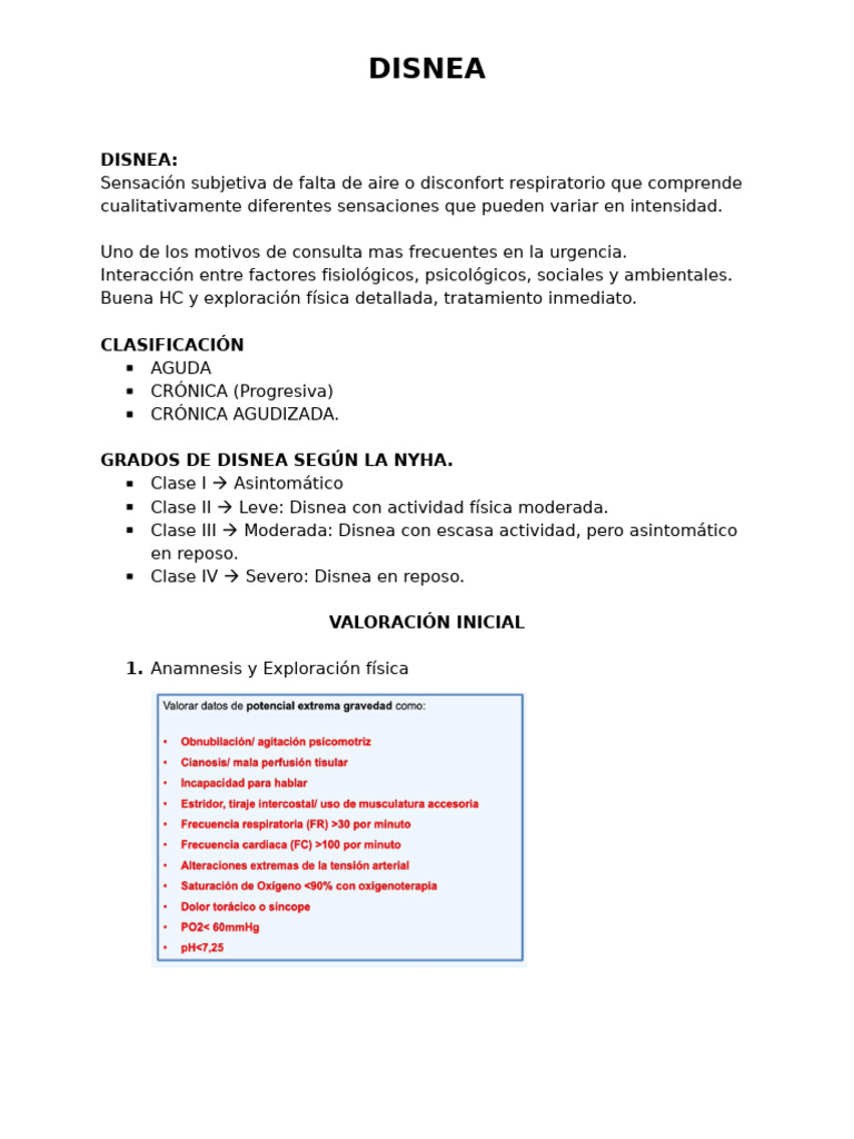 Clasificación y Diagnóstico de Disnea | PDF