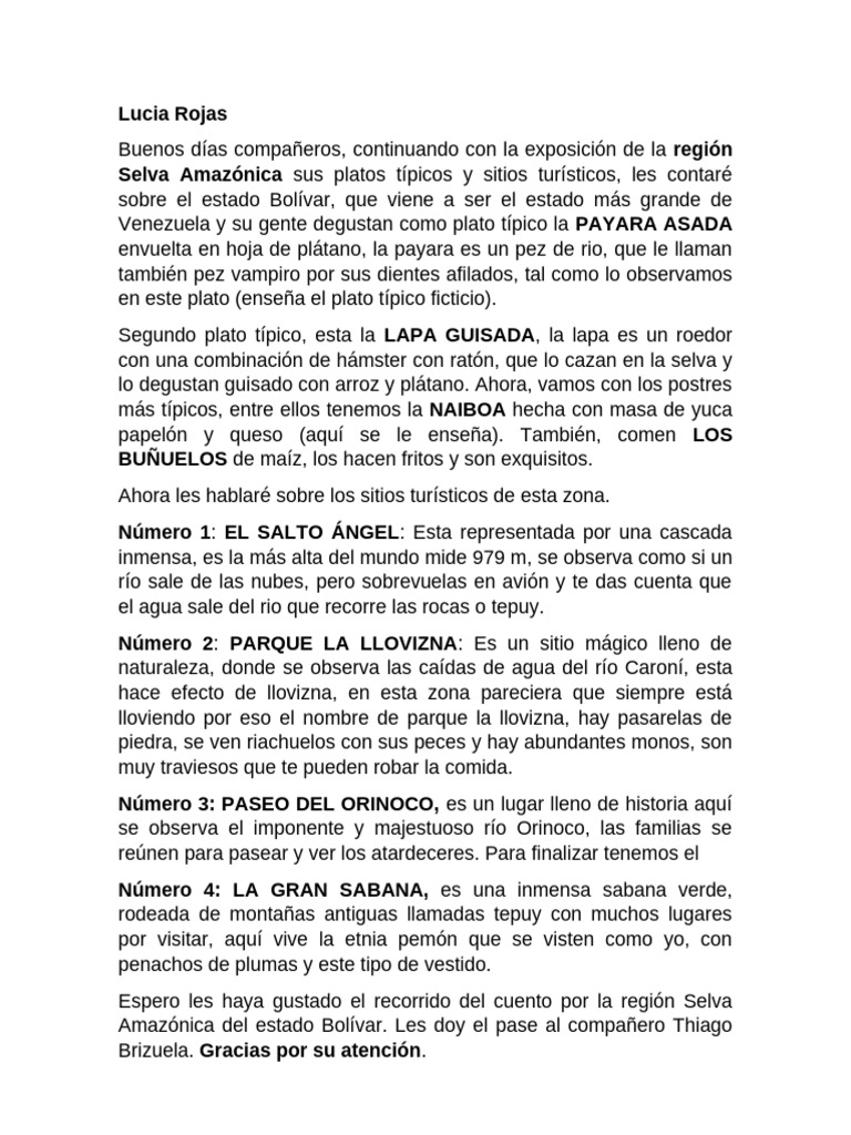 Region Selva Amazonica Exposición de Lucia Rojas | PDF