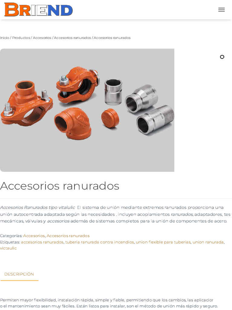 Accesorios Ranurados Tipo Victaulic - Válvulas y Accesorios | PDF
