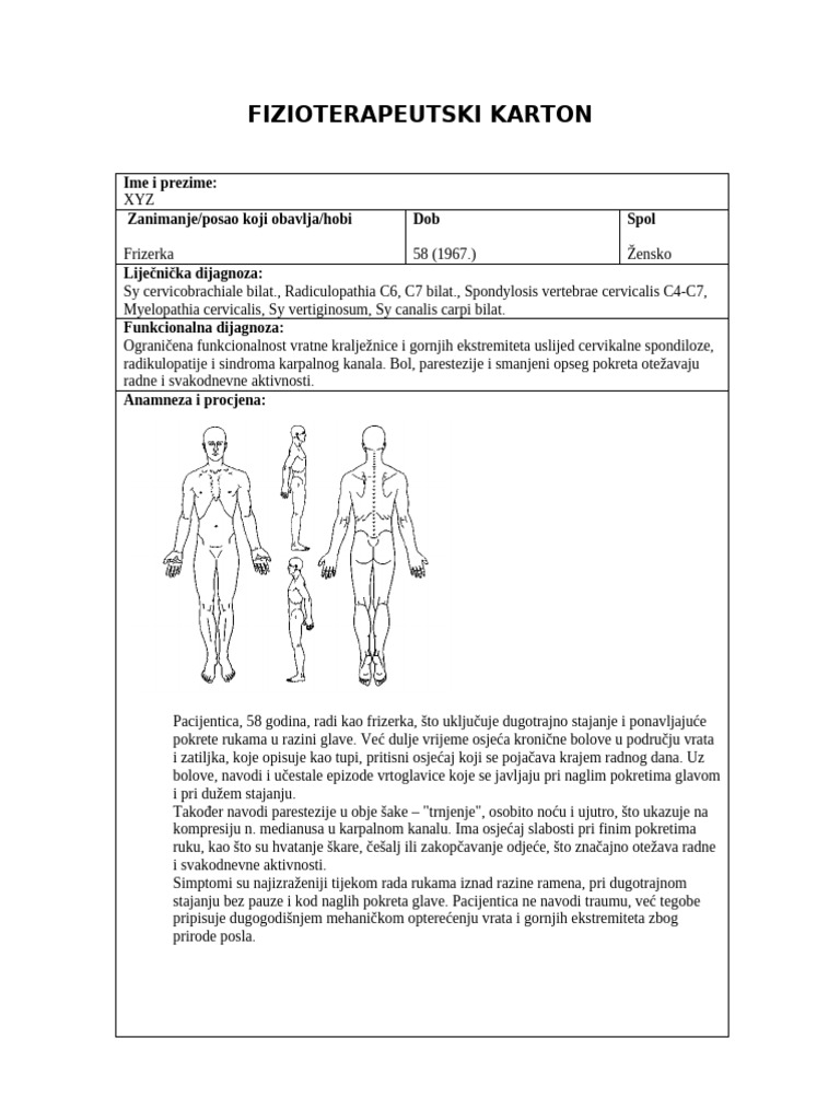 Fizioterapeutski Karton Ledja | PDF