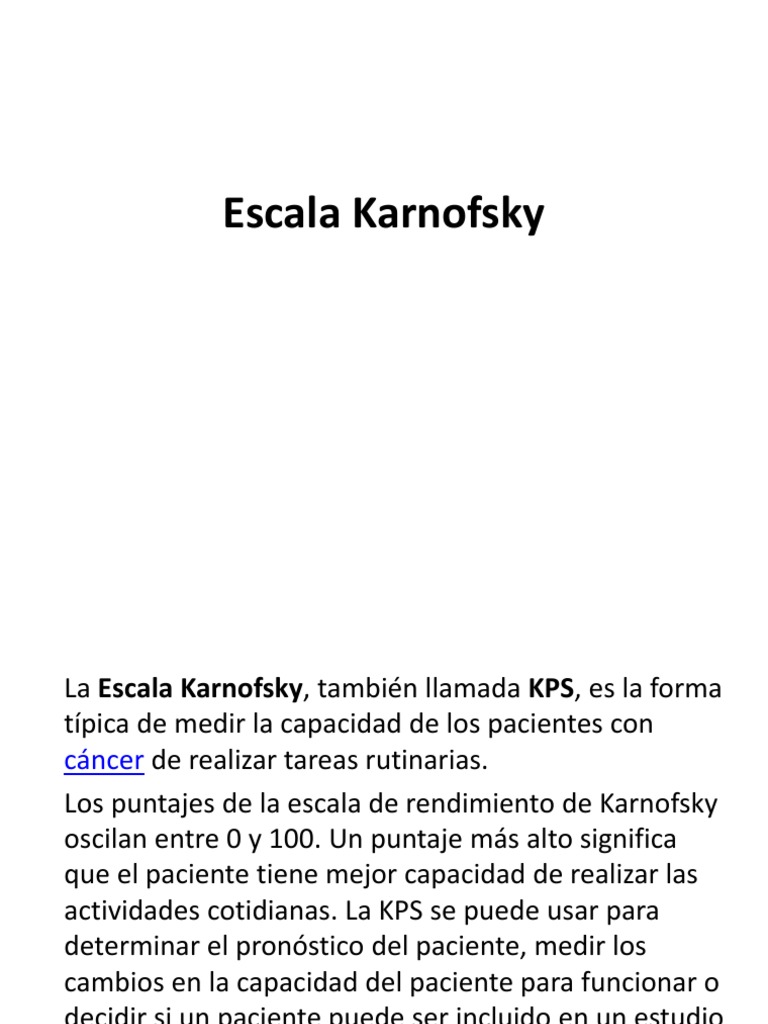 Escala Karnofsky: Medición de Rendimiento | PDF | Ciencia y matemáticas