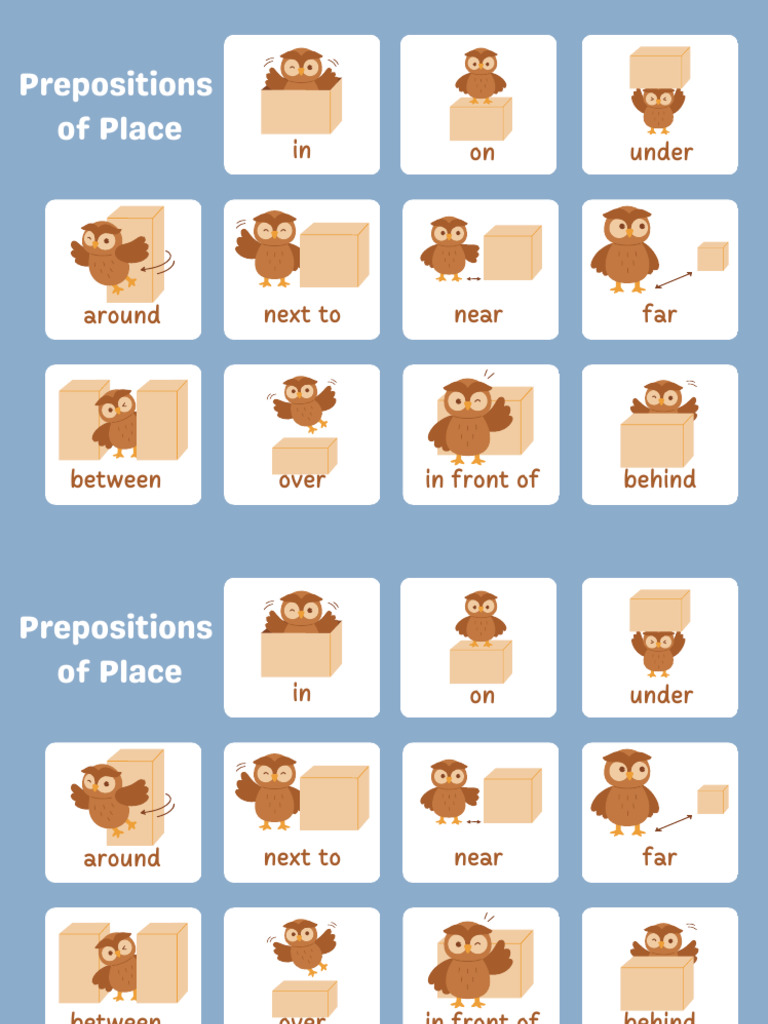 Light Blue Brown Cute Illustration Prepositions of Place Landscape ...