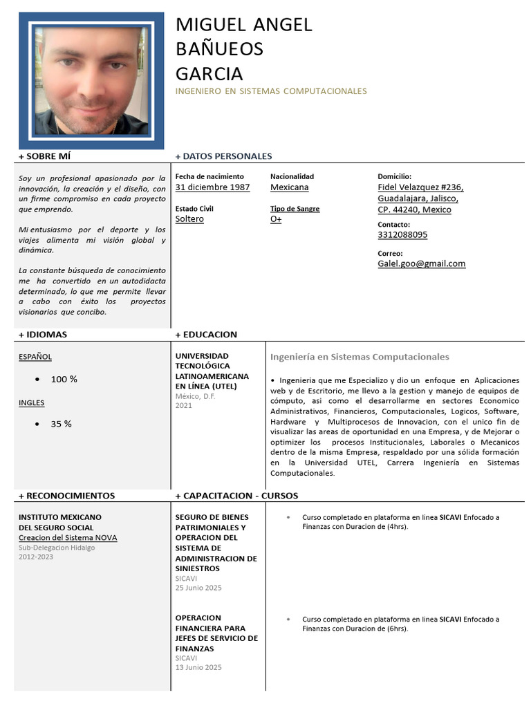 00.curriculum Vitae Mike 2025-1 | PDF | México | Informática