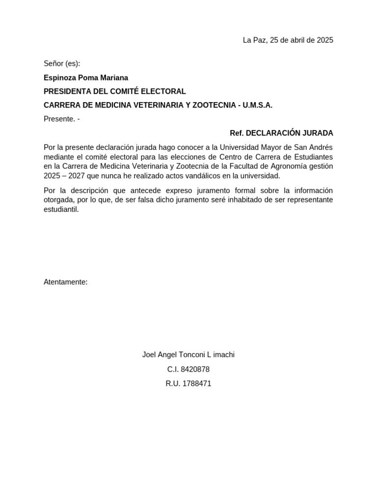 Carta Joel | PDF