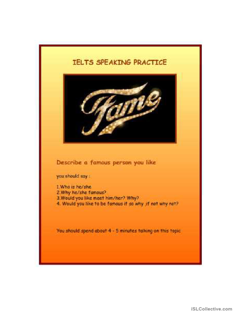 Ielts Speaking Practice - Being Famous | PDF