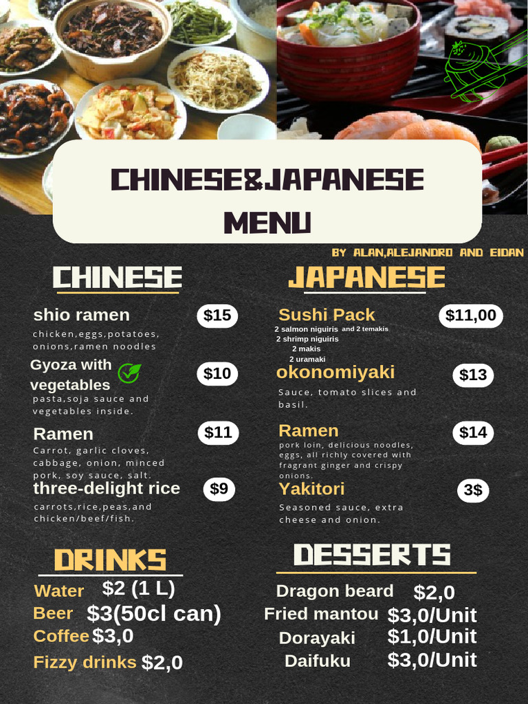 Rustic Chinese & Japanese Menu | PDF