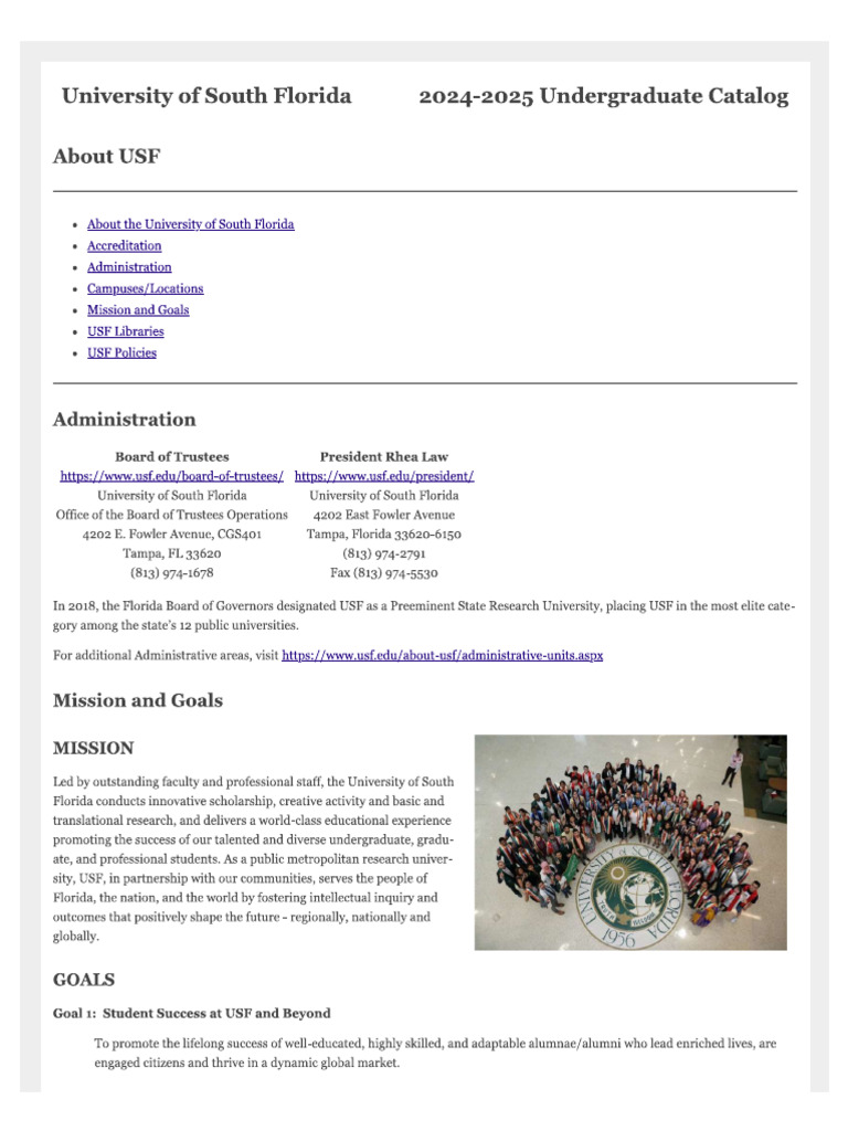 USF Goal and Mission | PDF