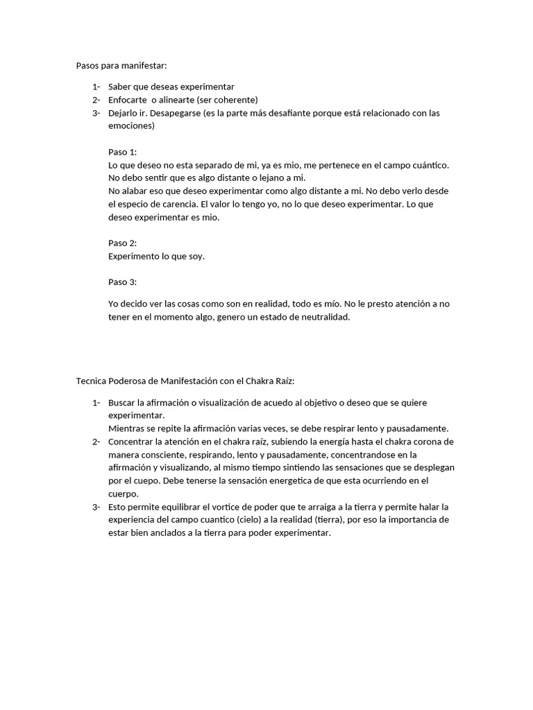 Pasos para Manifestar | PDF