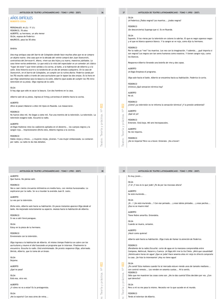 Años Dificiles - Roberto Cossa | PDF