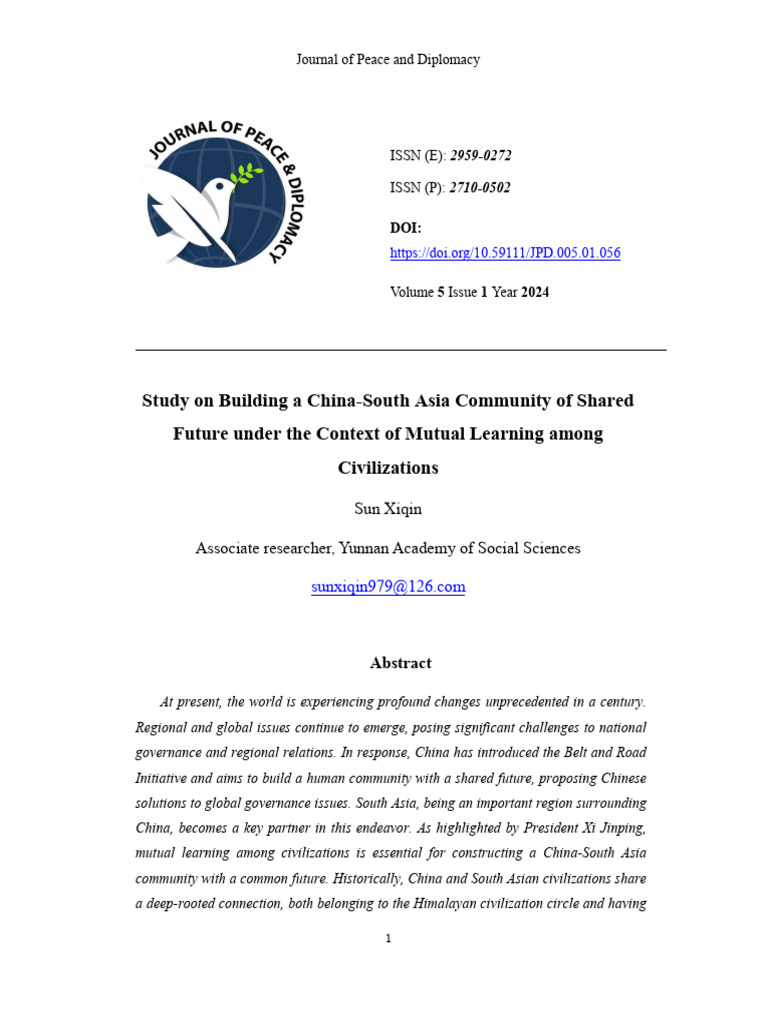 China-South Asia Community Development | PDF | South Asia | China
