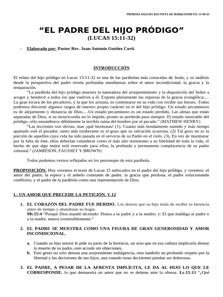 Amor y Gracia en el Hijo Pródigo | PDF | Pecado | Amor