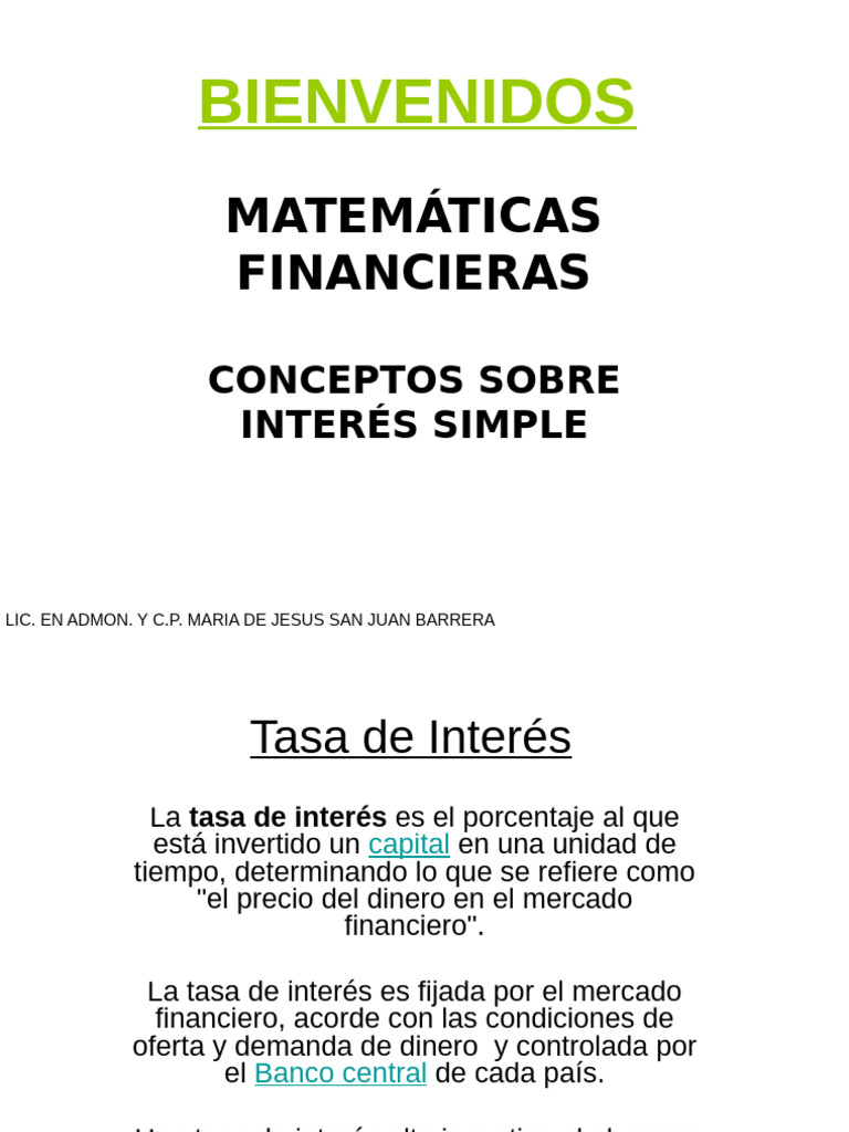 Conceptos Clave de Interés Simple | PDF | Interés | Tasas de interés