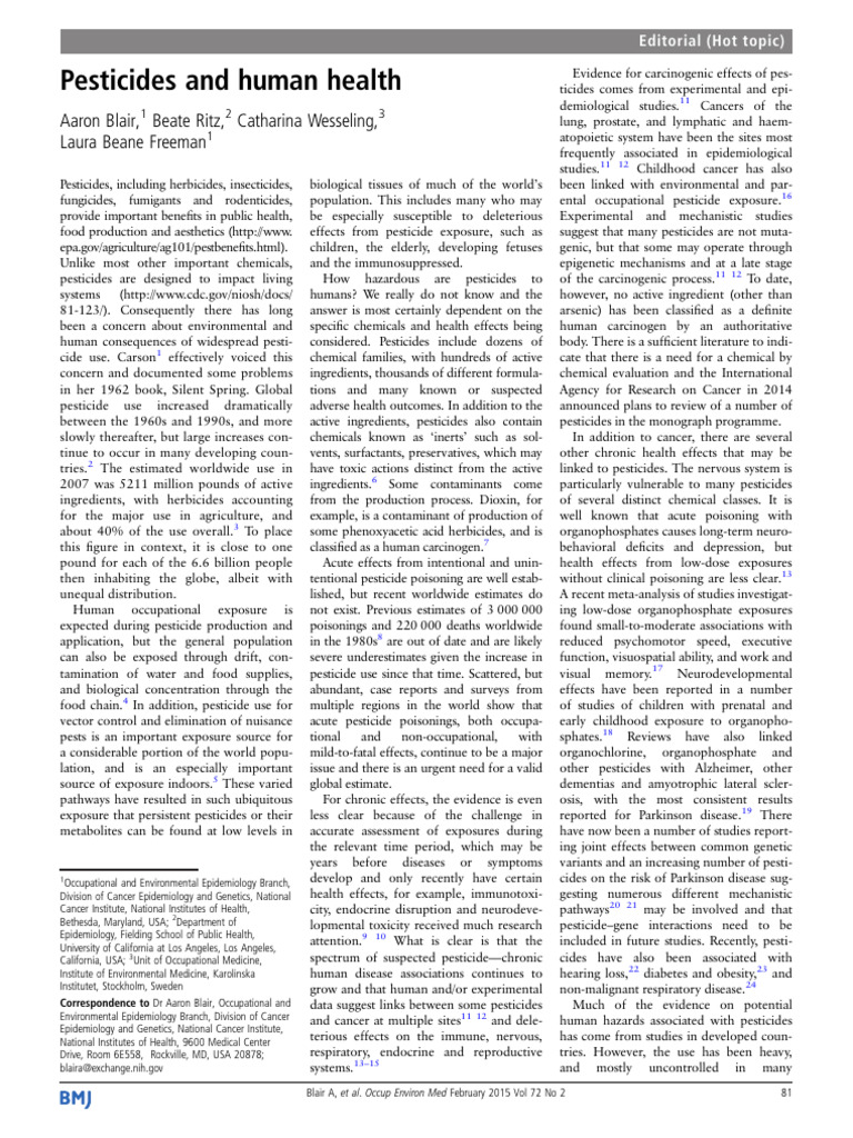 Pesticides: Human Health Risks Explained | PDF | Pesticide | Cancer