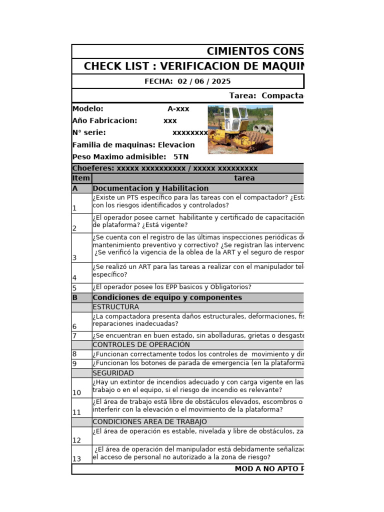 Check List Compactador | PDF