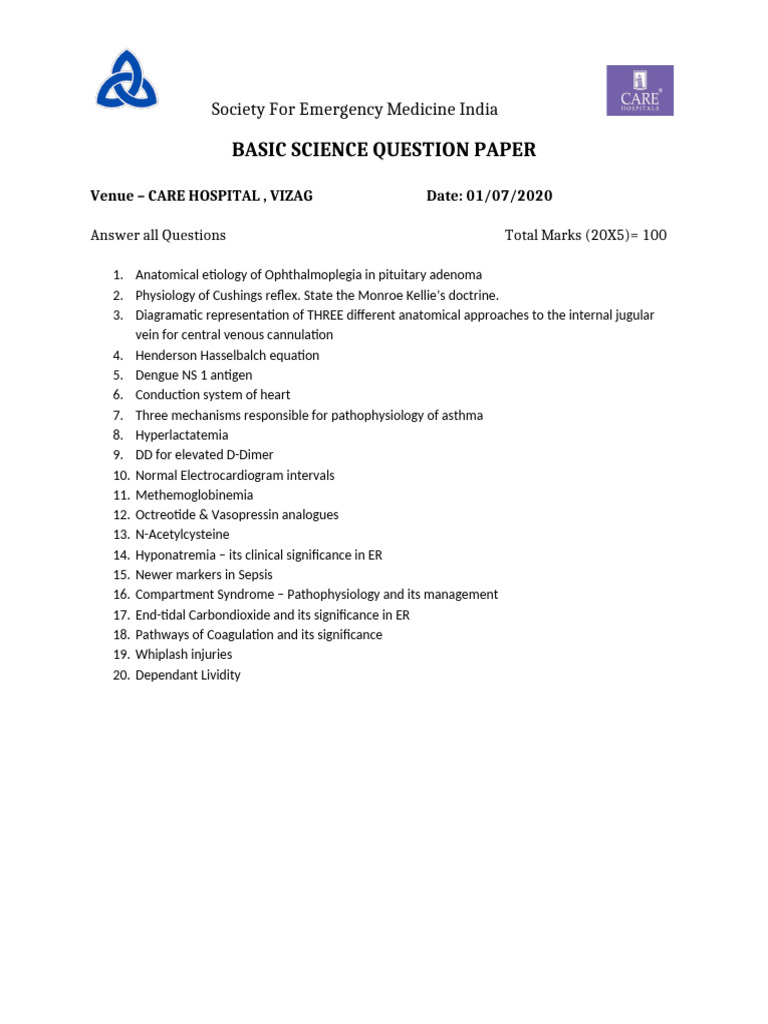 23 Basic Sciences Mock Exam | PDF