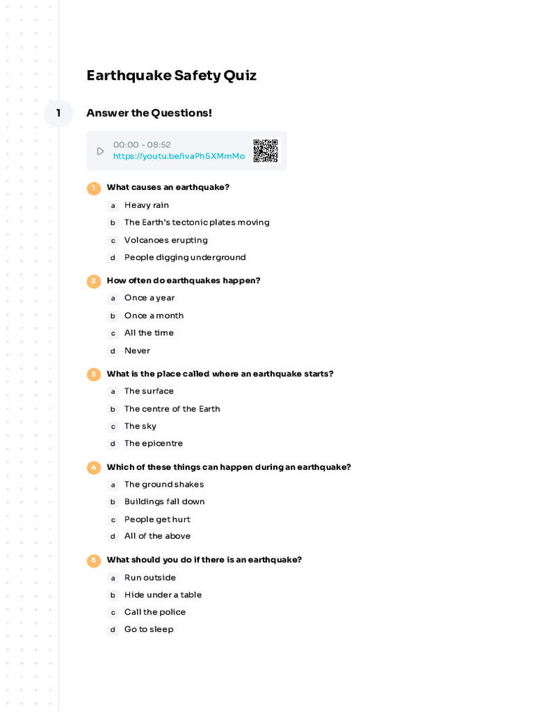 Earthquake Safety Quiz and Trivia | PDF