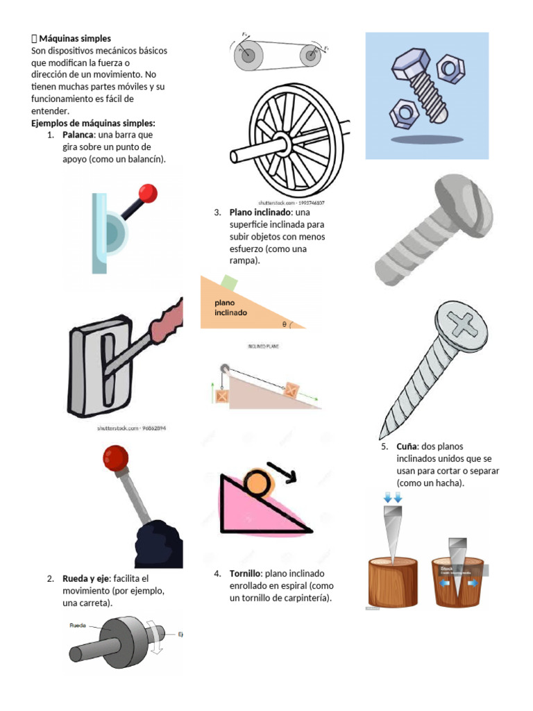 Maquinas Simples y Compuestas Con 3 Imagenes | PDF | Máquinas | Bienes ...