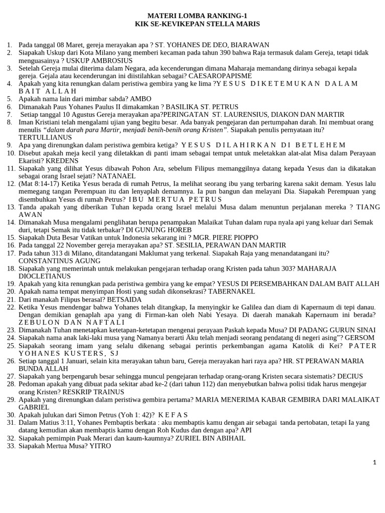 MATERI LOMBA RANKING-1 KIK Fix | PDF