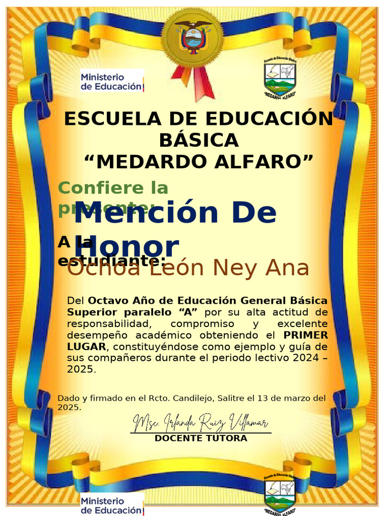 Diploma Mejor Est Anual | PDF