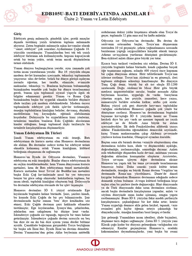 2 Bati Edebi̇yatinda Akimlar I | PDF