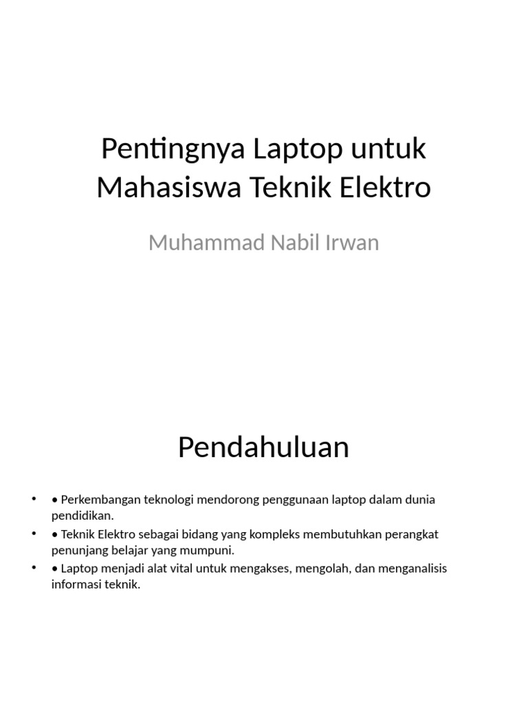Pentingnya Laptop Teknik Elektro Muhammad Nabil Irwan | PDF