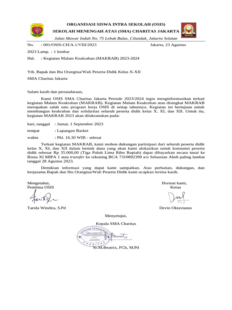 Contoh Surat Edaran Osis | PDF