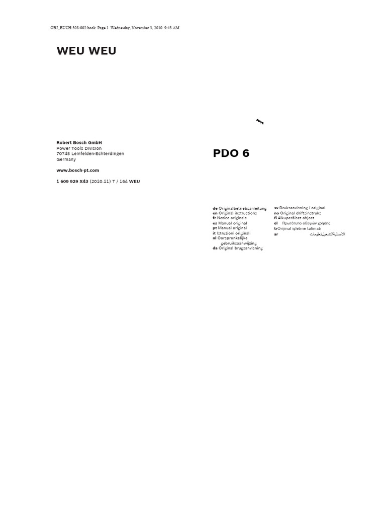 Bosch PDO 6 User Manual | PDF