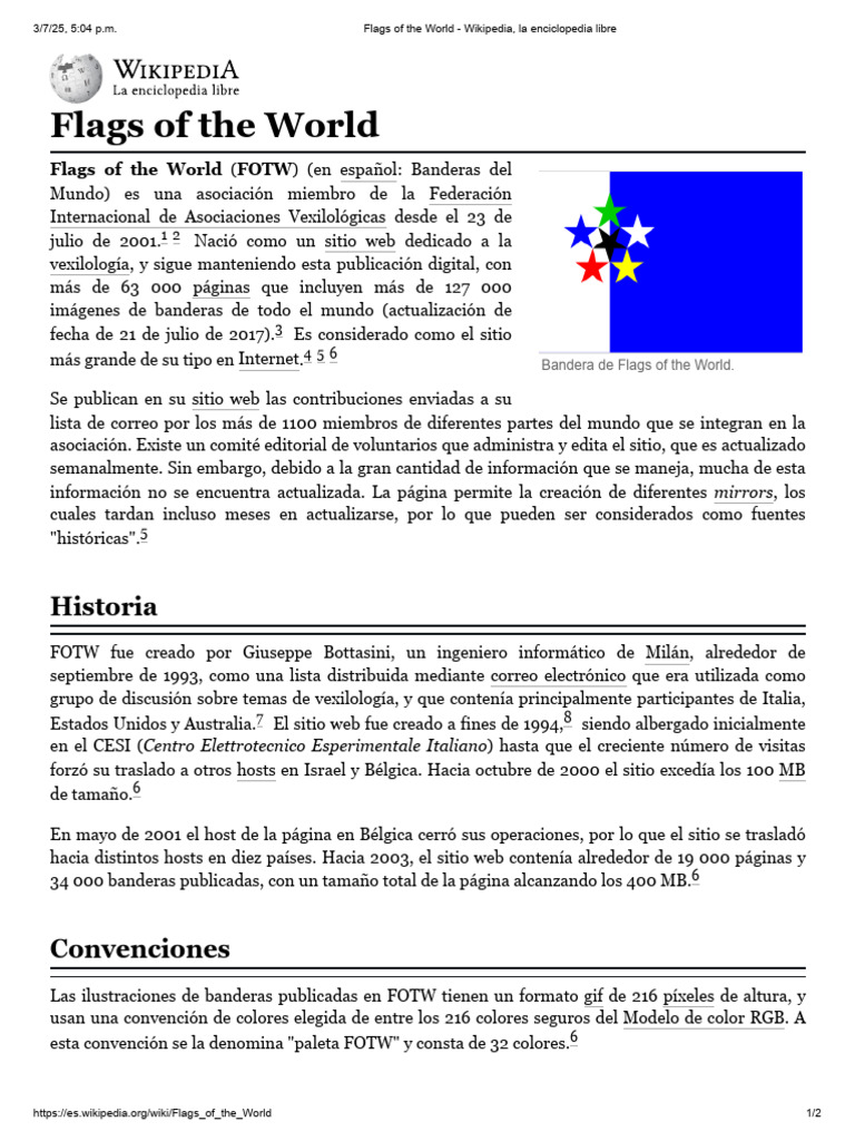 Banderas del Mundo: FOTW y su Historia | PDF | Heráldica | Internet