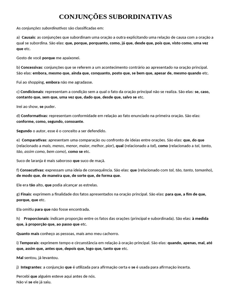 Conjunções Subordinativas: Causais e Concessivas | PDF