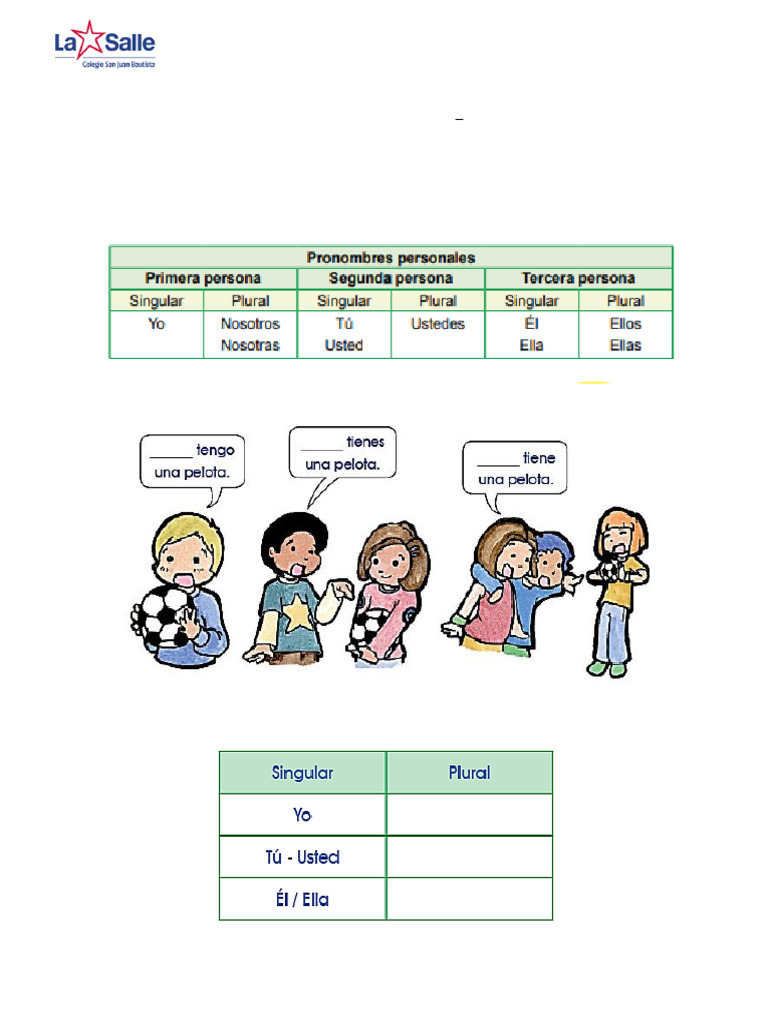 Ficha de Pronombres Personales para Primaria | PDF | Pronombre ...