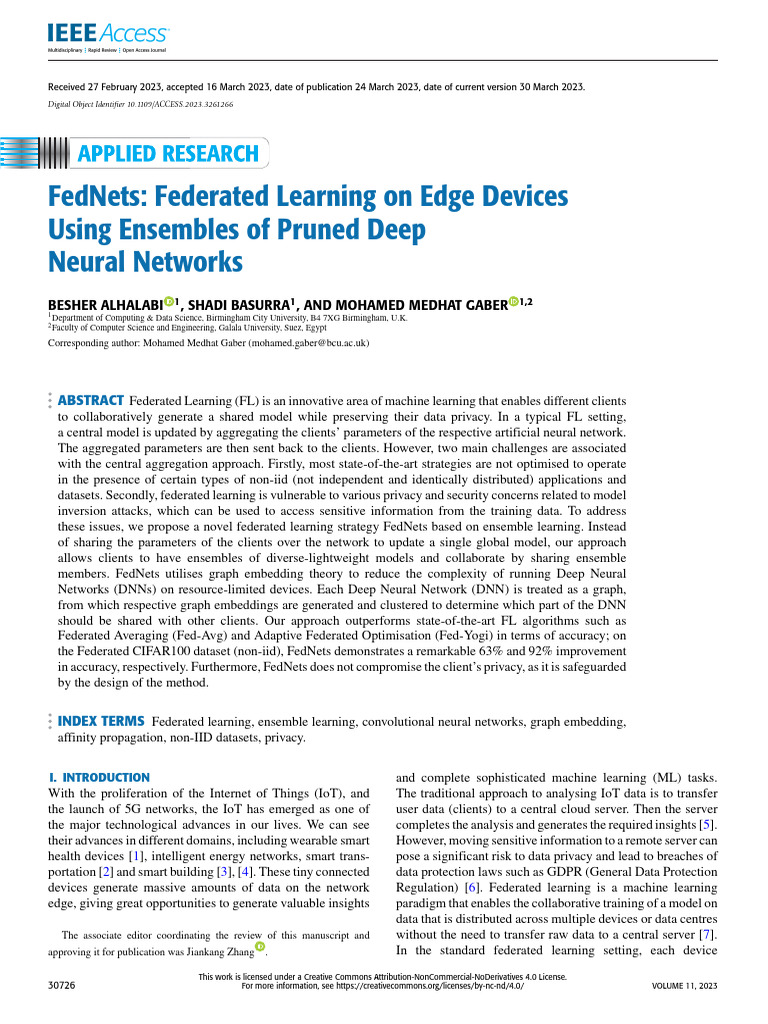 FedNets Federated Learning On Edge Devices Using Ensembles of Pruned Deep Neural Networks | PDF ...