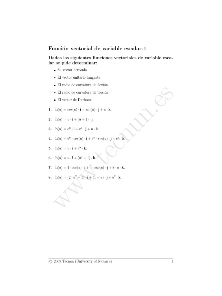 Funcion Vectorial de Variable Escalar 1 | PDF
