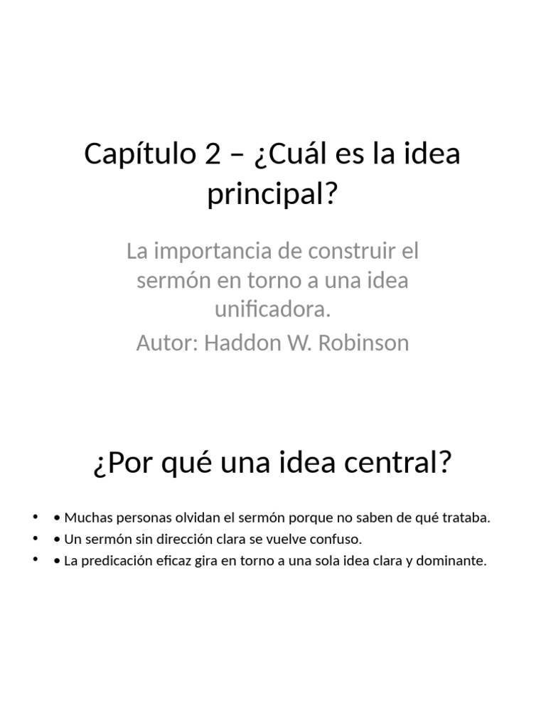 Capitulo 2 Idea Principal Haddon Robinson | PDF
