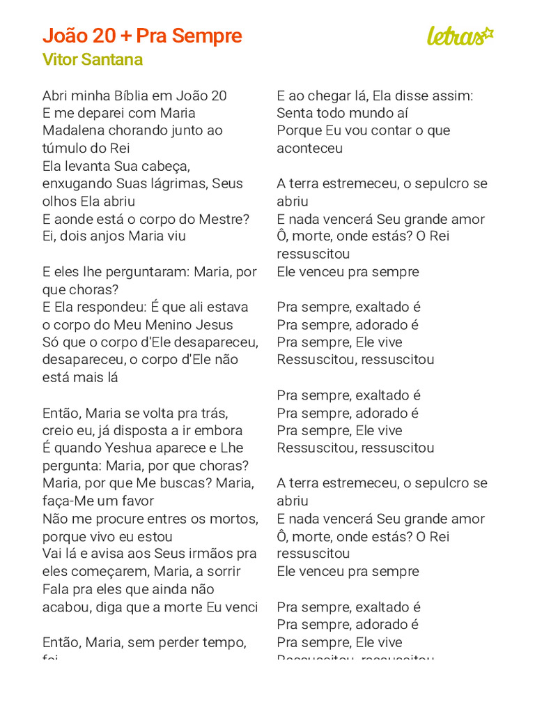 JOÃO 20 + PRA SEMPRE - Vitor Santana (Impressão) | PDF