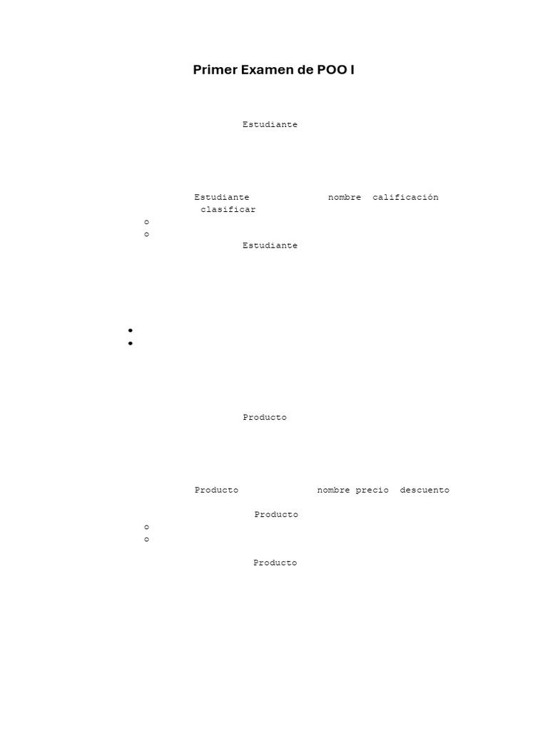 Primer Examen de POO I | PDF
