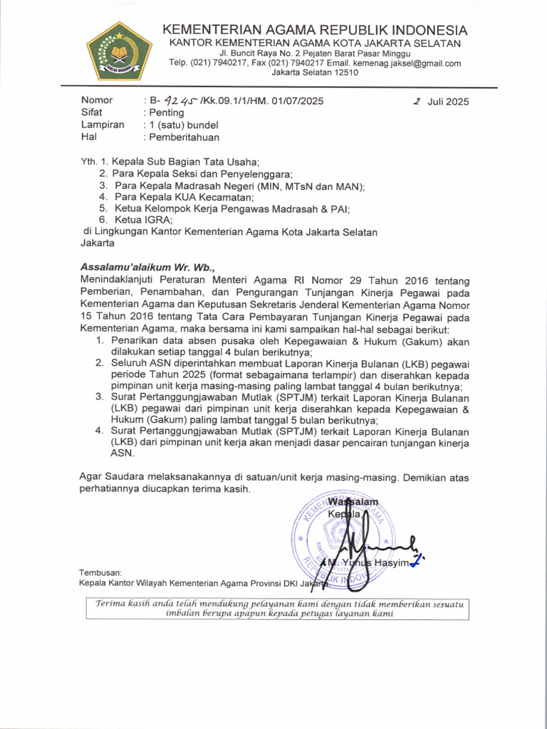 Surat Pemberitahuan LKB | PDF