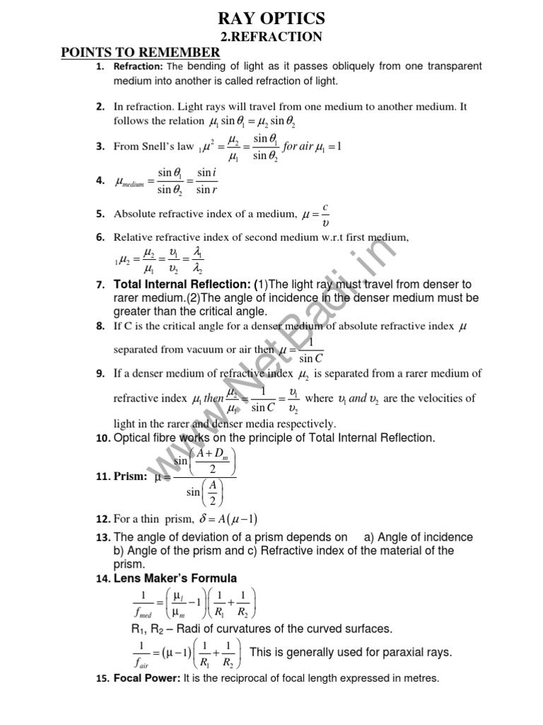 Refraction | PDF | Refractive Index | Refraction