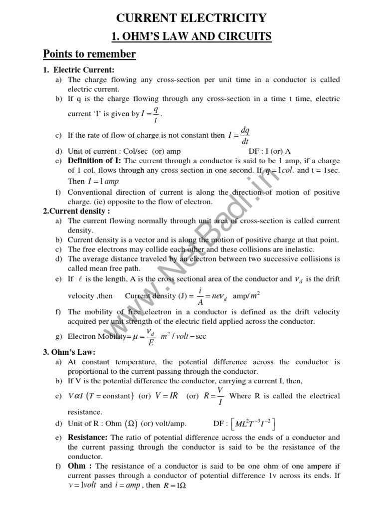 OHMs Law & Circuits | PDF | Electrical Resistivity And Conductivity | Electric Current
