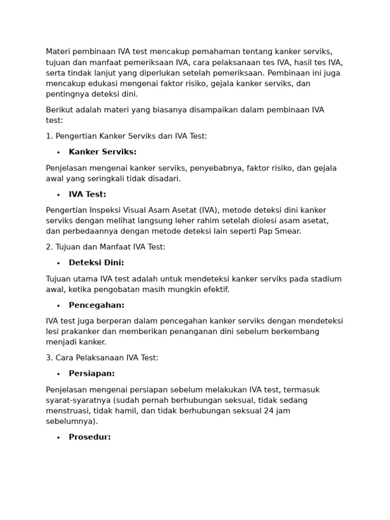 Panduan Lengkap IVA Test Kanker Serviks | PDF