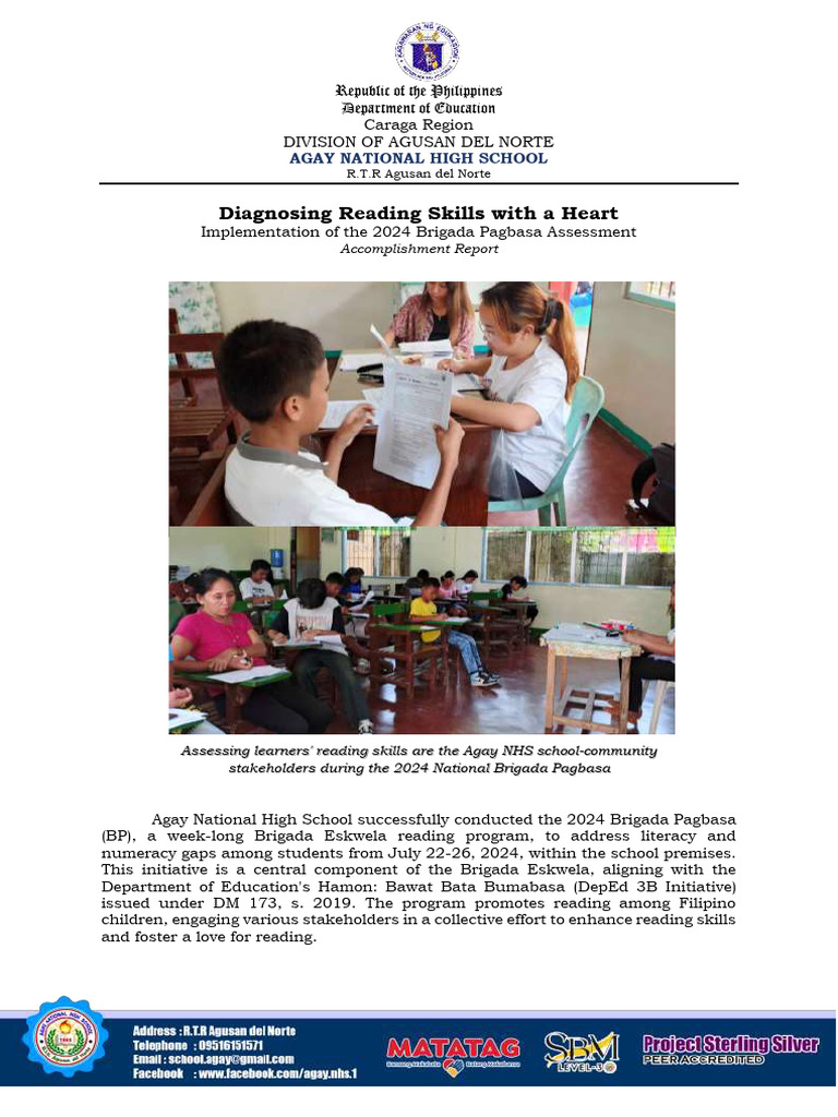 2024 F Accomplishment Report BRIGADA PAGBASA | PDF | Literacy | Reading ...