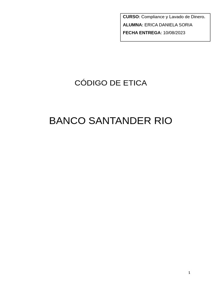 Código de Ética del Banco Santander Río | PDF | Corrupción política ...