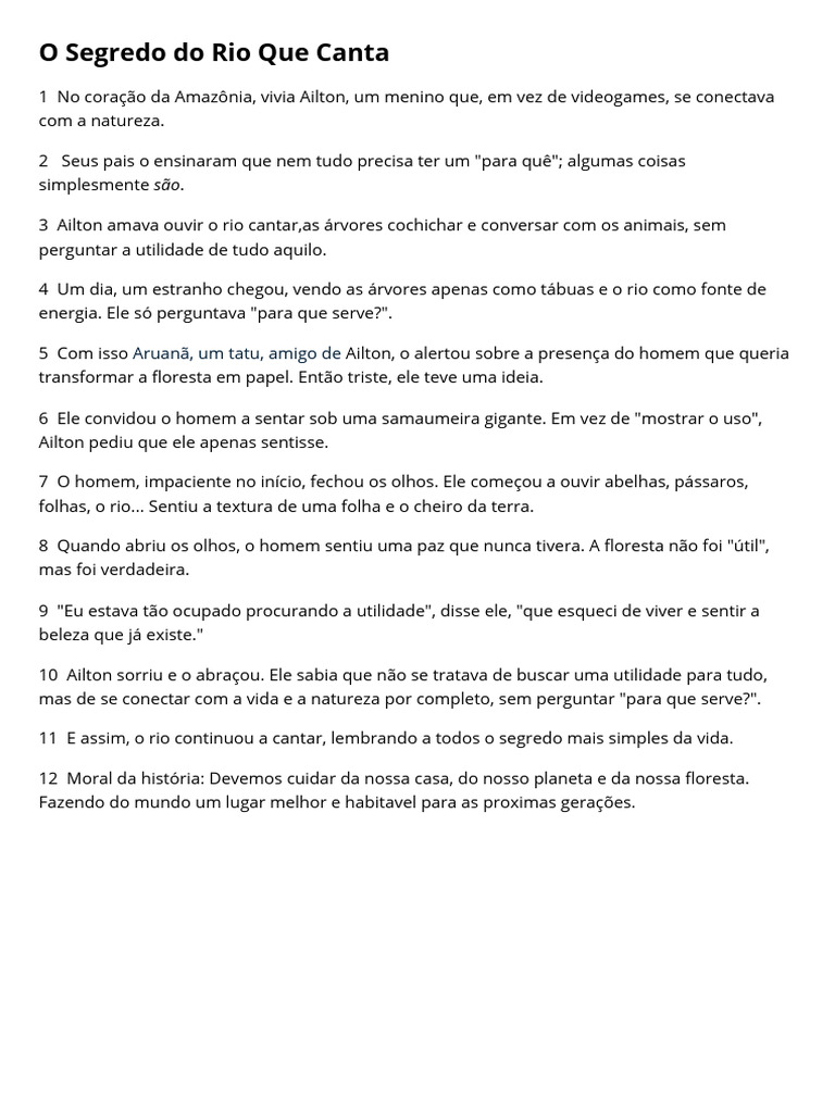 O Segredo Do Rio Que Canta | PDF