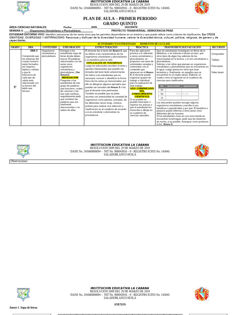 Primer Per 5º C. Nat Sem 4 | PDF | Hongo | Organismos