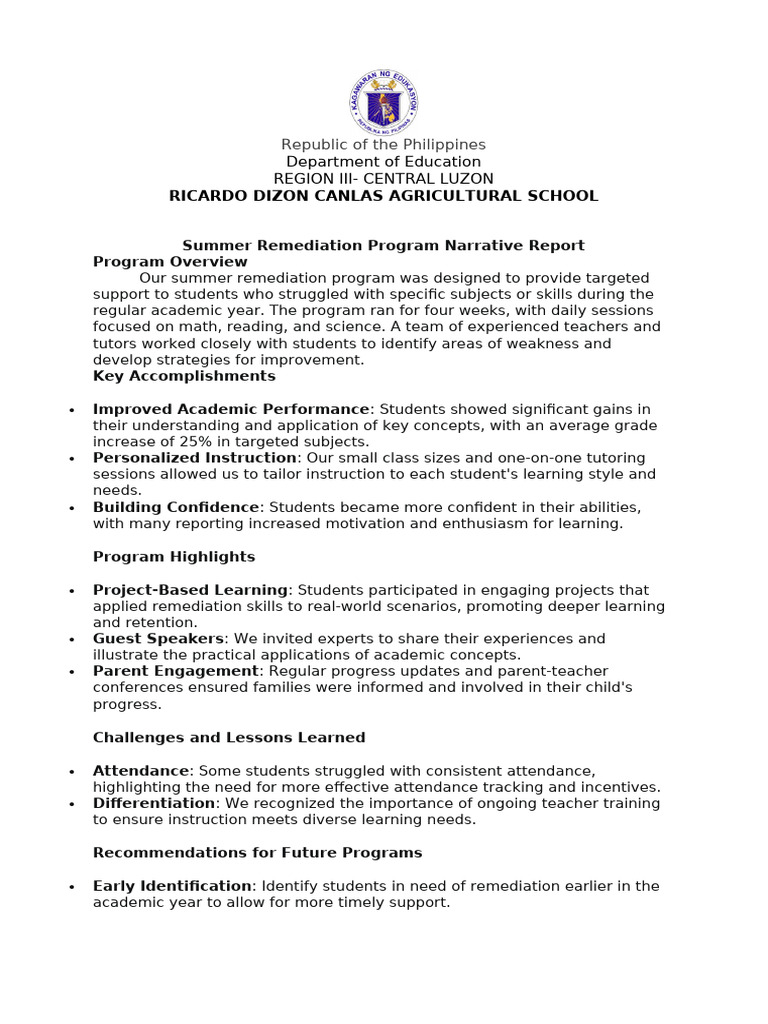 Summer Remediation Program Overview | PDF | Statistics | Regression ...
