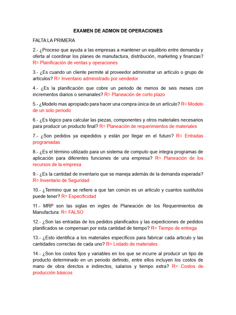 Guia de Admon de Operaciones Final | PDF | Planificación | Business