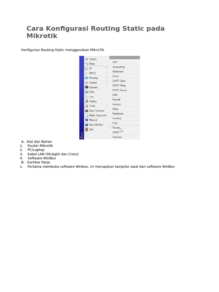 Konfigurasi Routing Static MikroTik | PDF