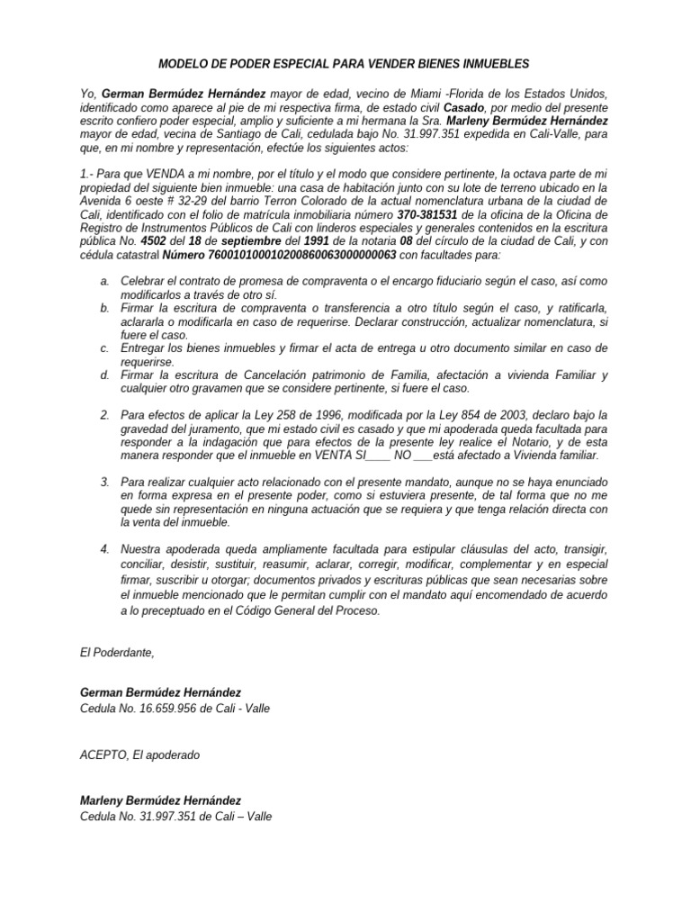 Poder Venta Casa Terron Colorado | PDF