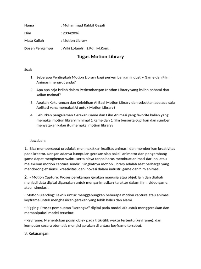Tugas Motion Library | PDF
