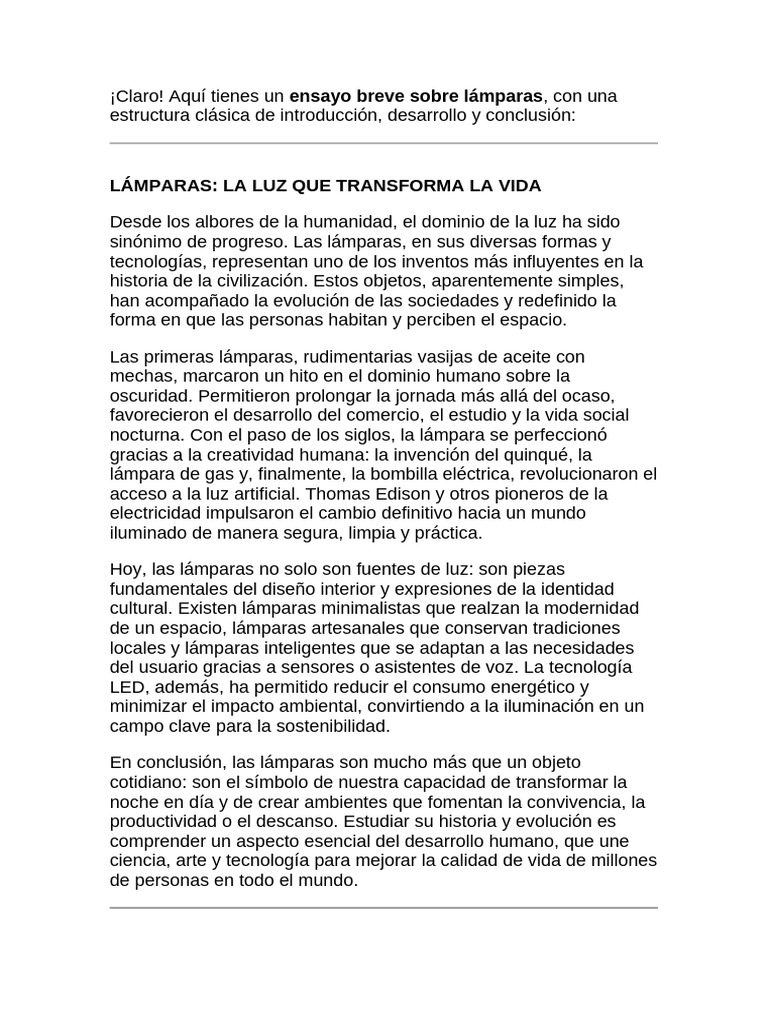 Ensayo Lámparas | PDF
