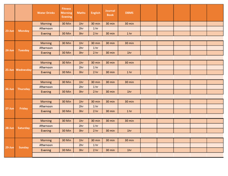 Weekly Water Intake Schedule | PDF